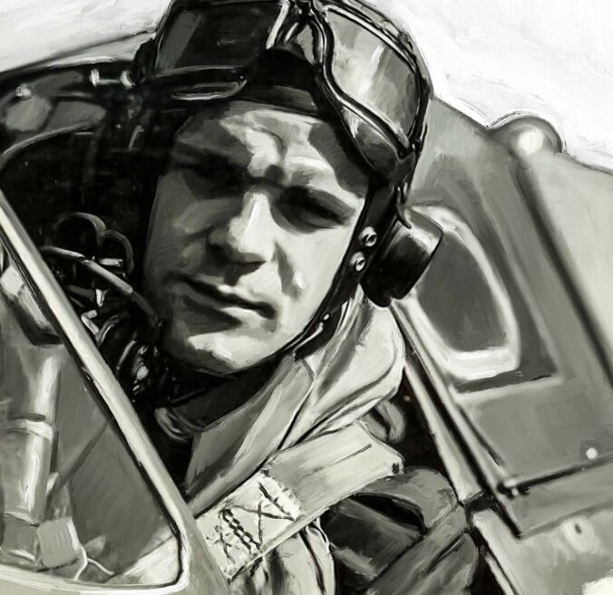 Pilot in Spitfire – tableau illustration - Philippe Lepape